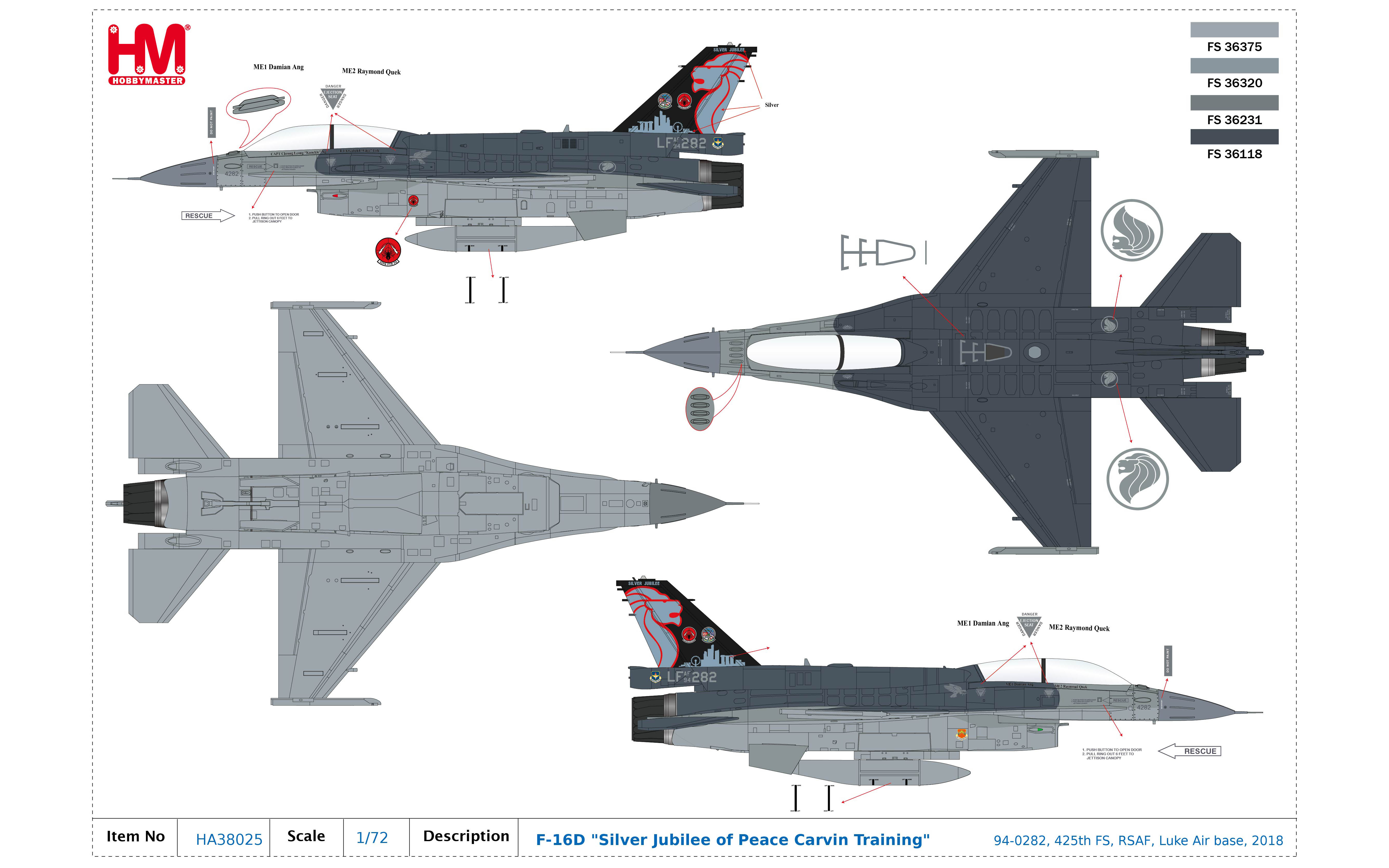 F-16D Fighting Falcon, 425th FS, RSAF, Luke Air Base, 2018 - Hobby ...