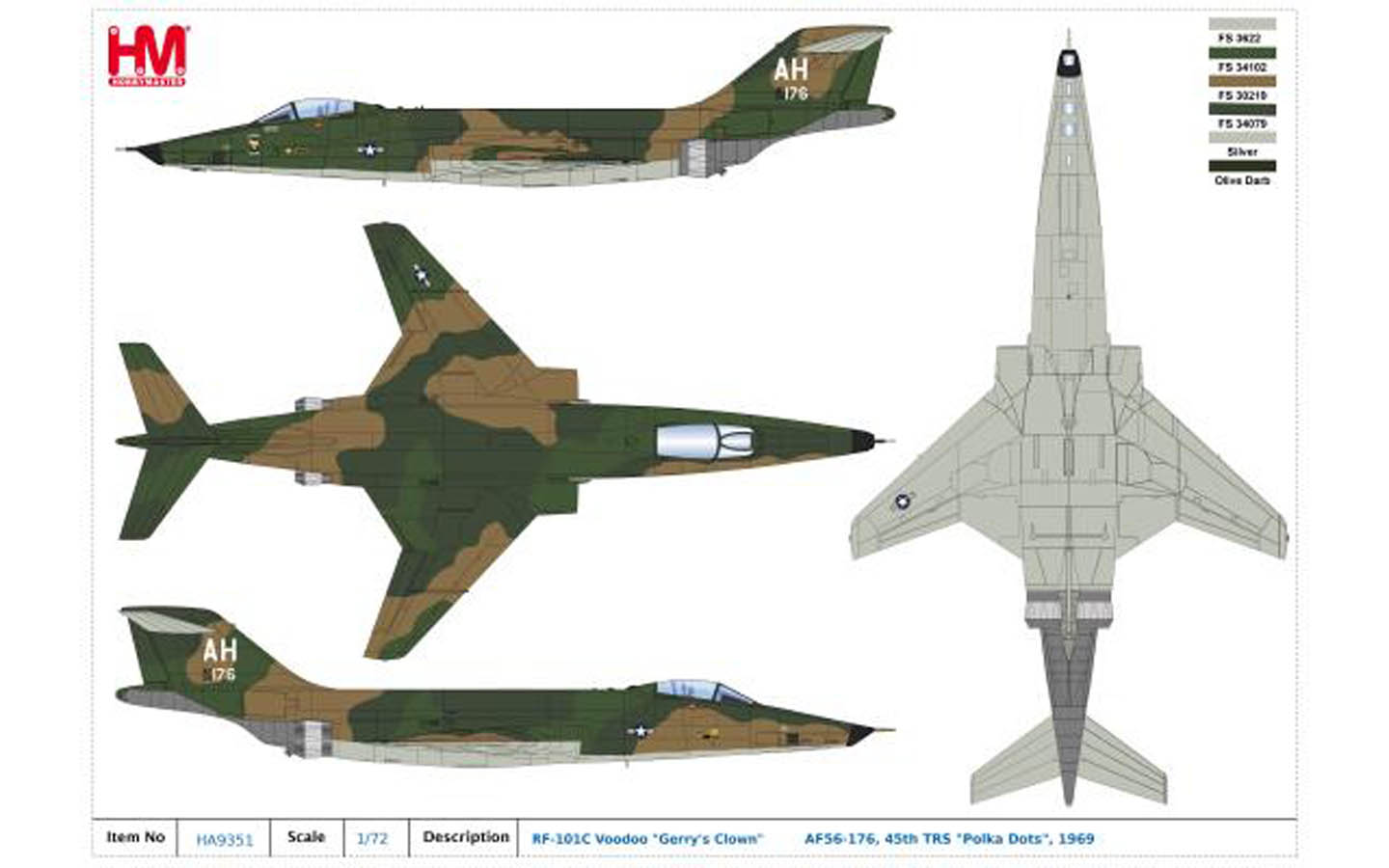 RF-101C Voodoo, Gerry's Clown, AF56-176, 45th TRS, Polka Dots, 1969 ...