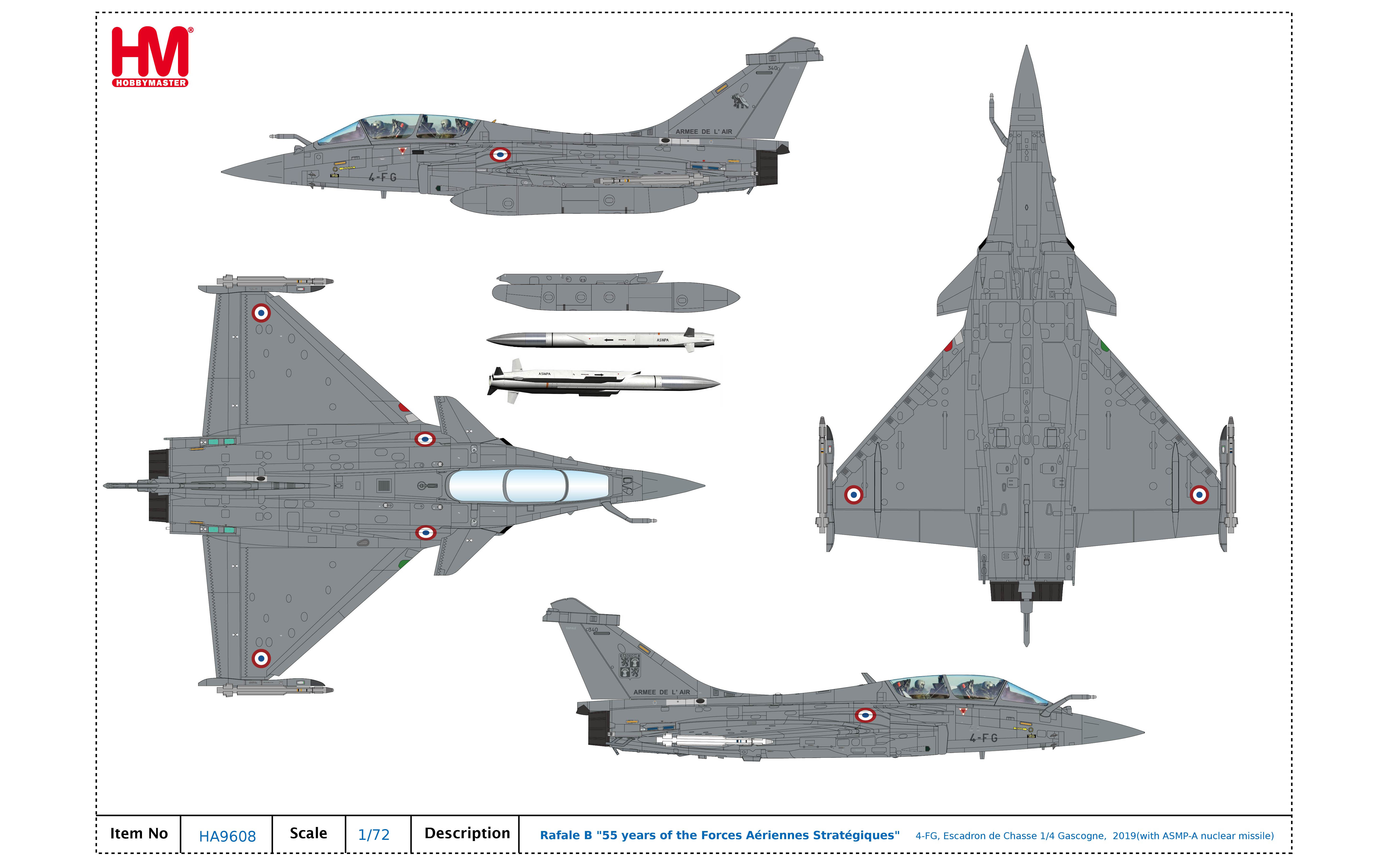 Rafale B, 4-FG, Escadron de Chasse, 2019 with ASMP-A nuclear missile ...