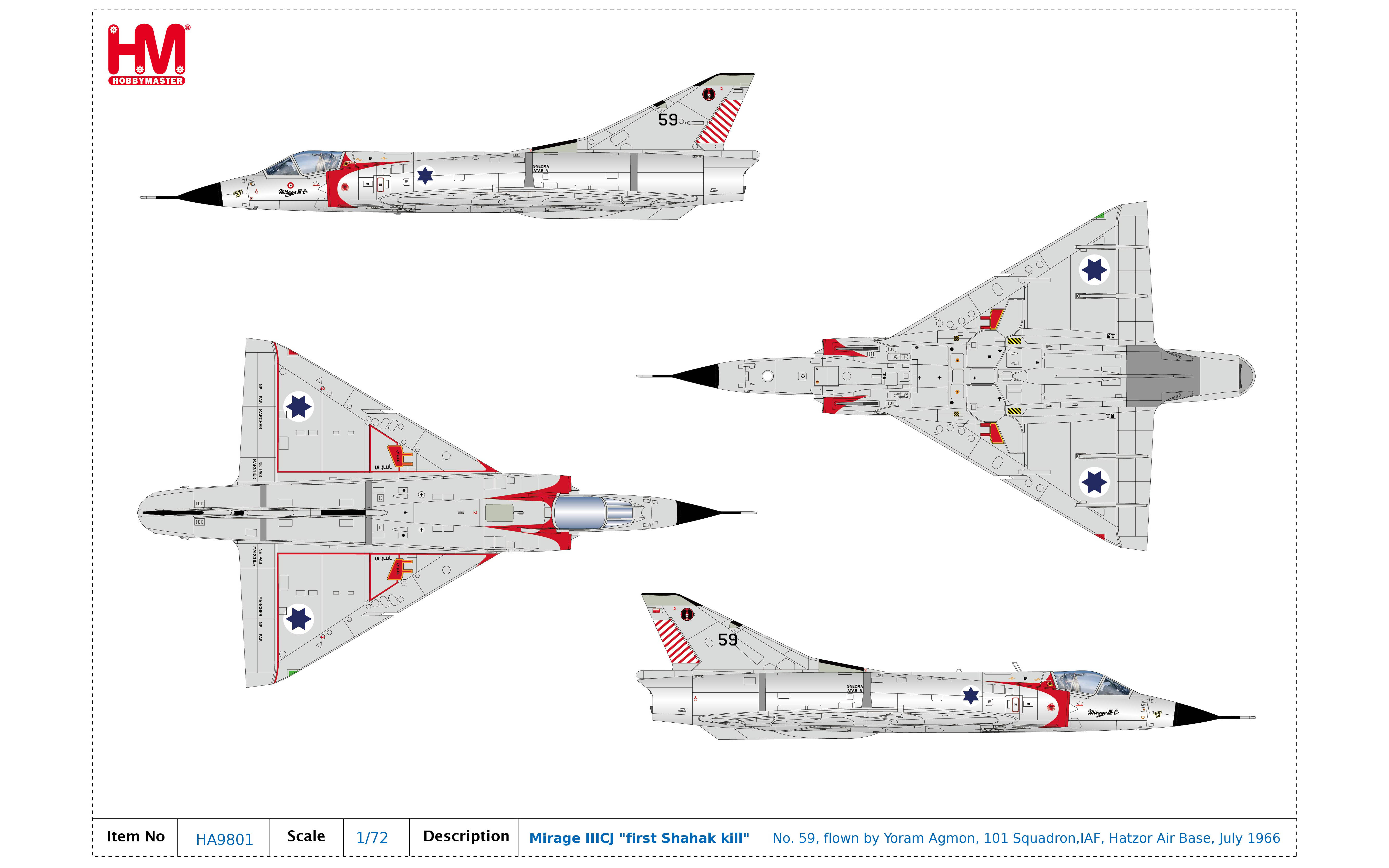 Mirage IIICJ, First Shahak Kill, #59, Yoram Agmon, 101 Squadron, IAF ...