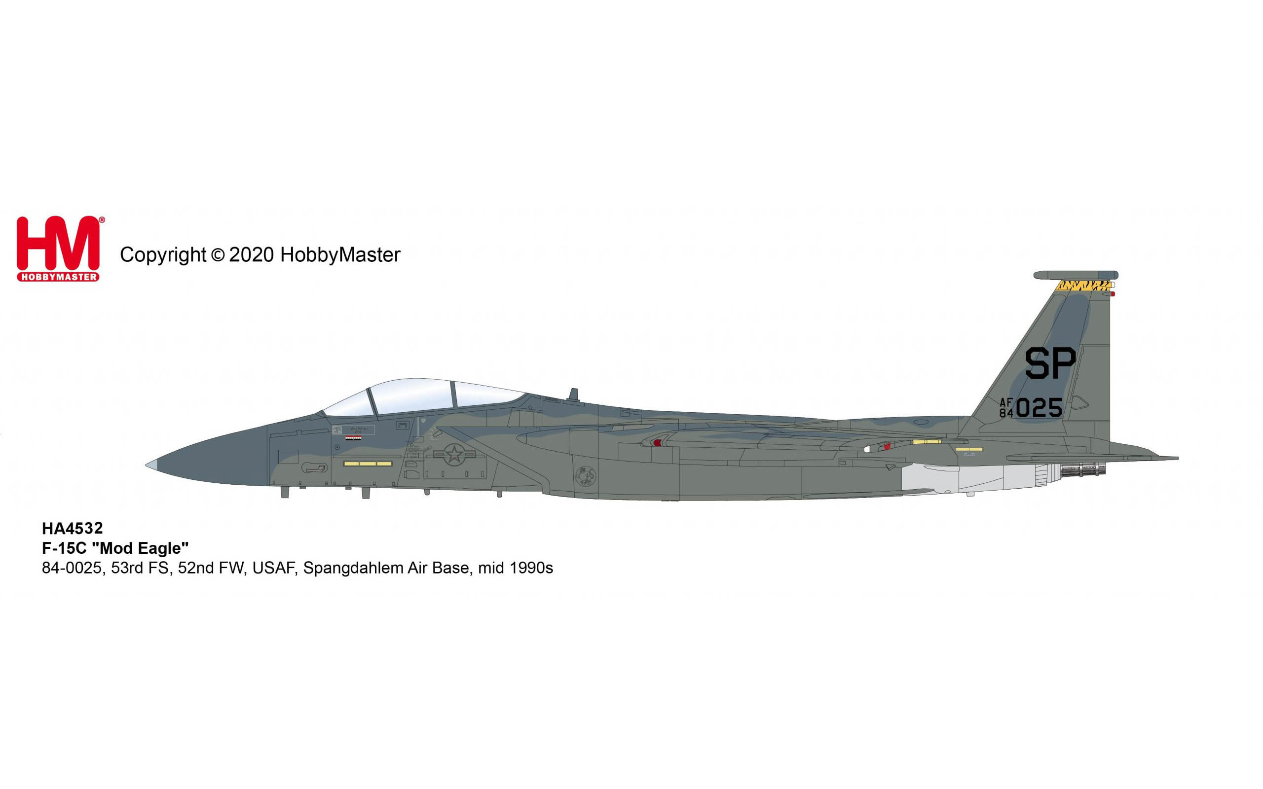F-15C, Mod Eagle, 53rd FS, 52nd FW, USAF, Spangdahlem AB, mid 1990s ...