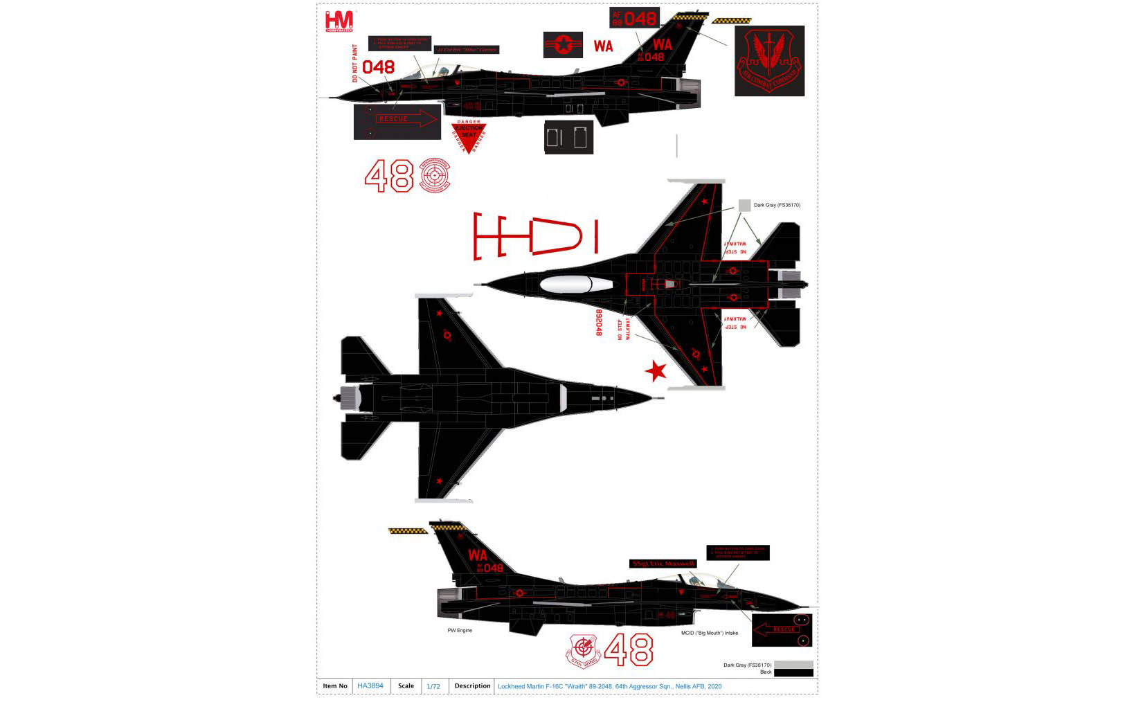 Lockheed Martin F-16C - Wraith, 64th Aggressor Sqn., Nellis AFB - Hobby ...