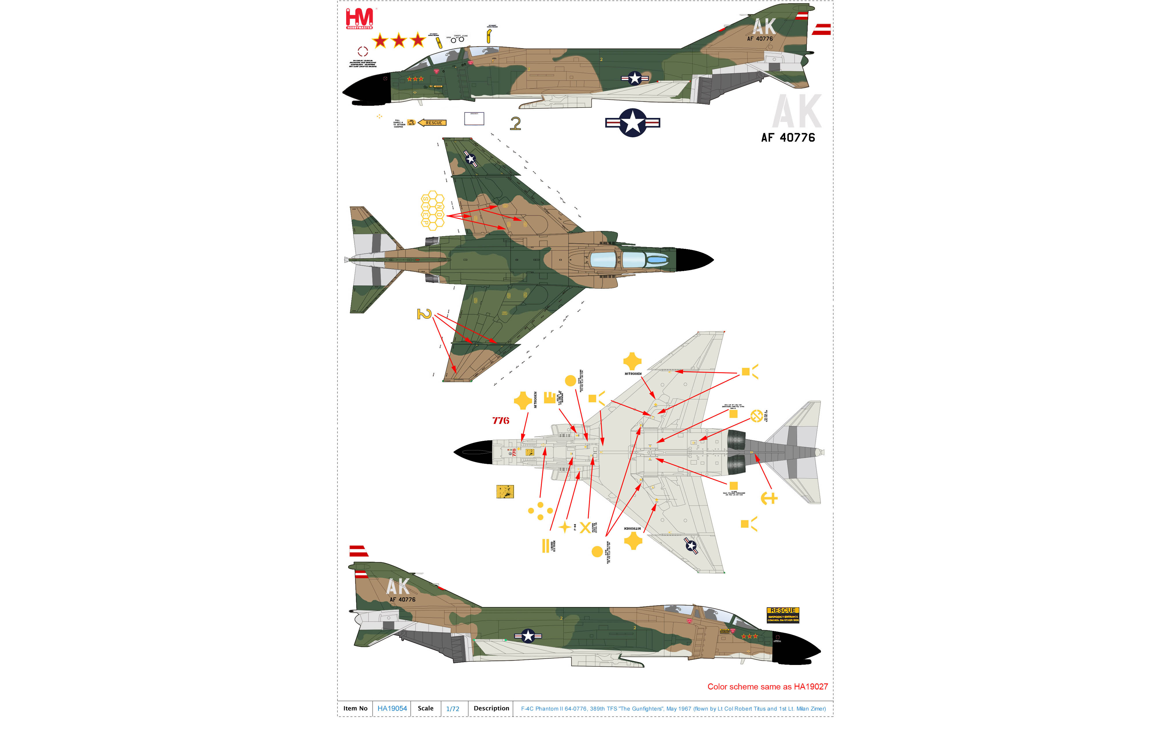 F-4C Phantom II, 389th TFS, The Gunfighters, May 1967 - Hobby Master ...