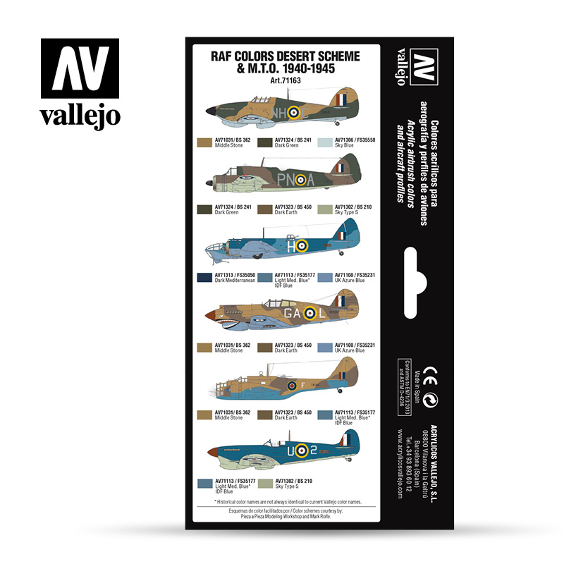RAF Colors Desert Scheme and M.T.O. 1940-1945 Set - Vallejo 71.163 ...