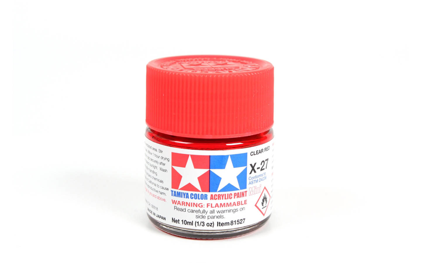 Clear Red X-27 Glossy Acrylic - 10ml Bottle - Tamiya 81527 | kingshobby.com