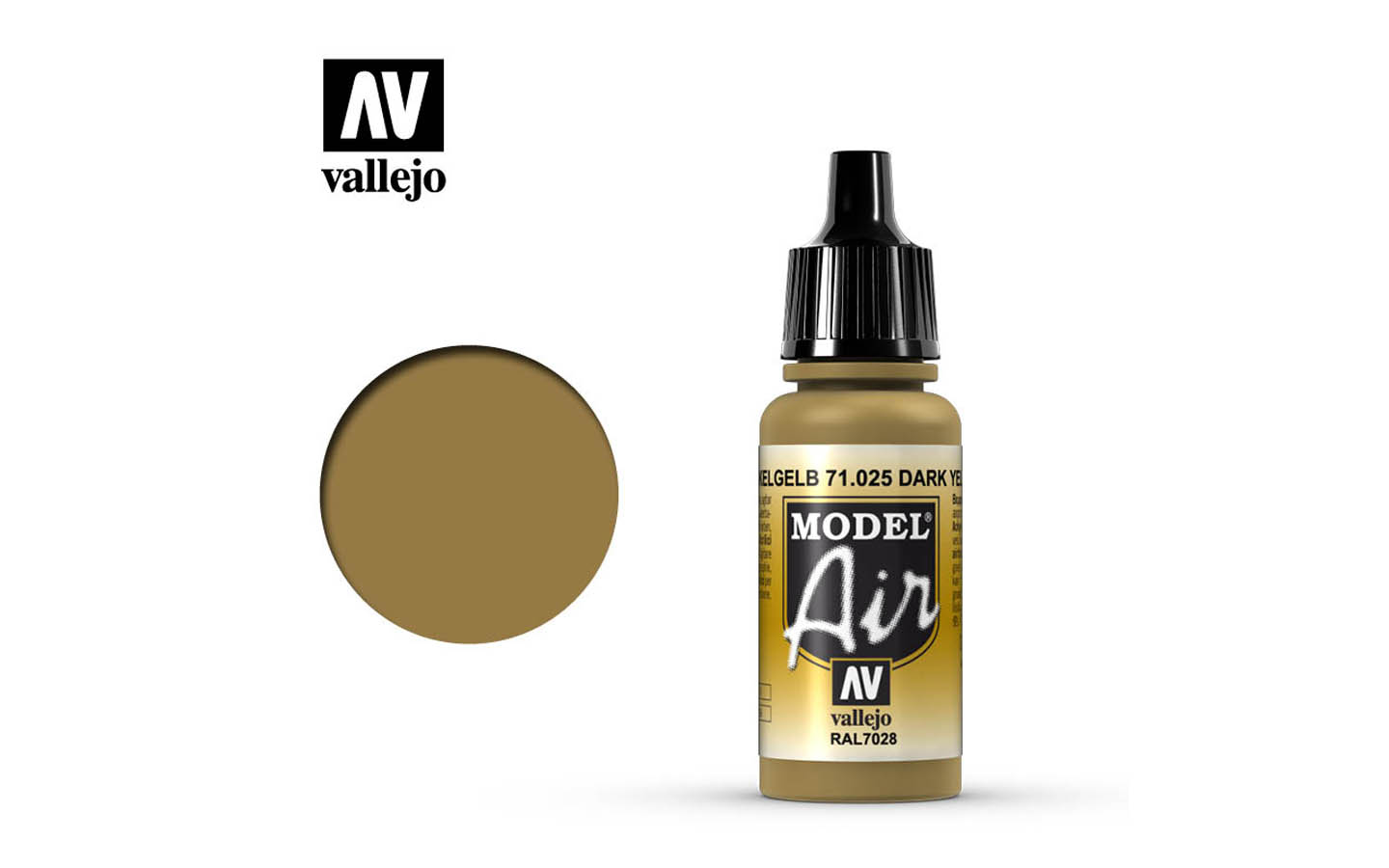 Dark Yellow Model Air #71.025 Acrylic - 17ml Bottle - Vallejo 71.025 ...