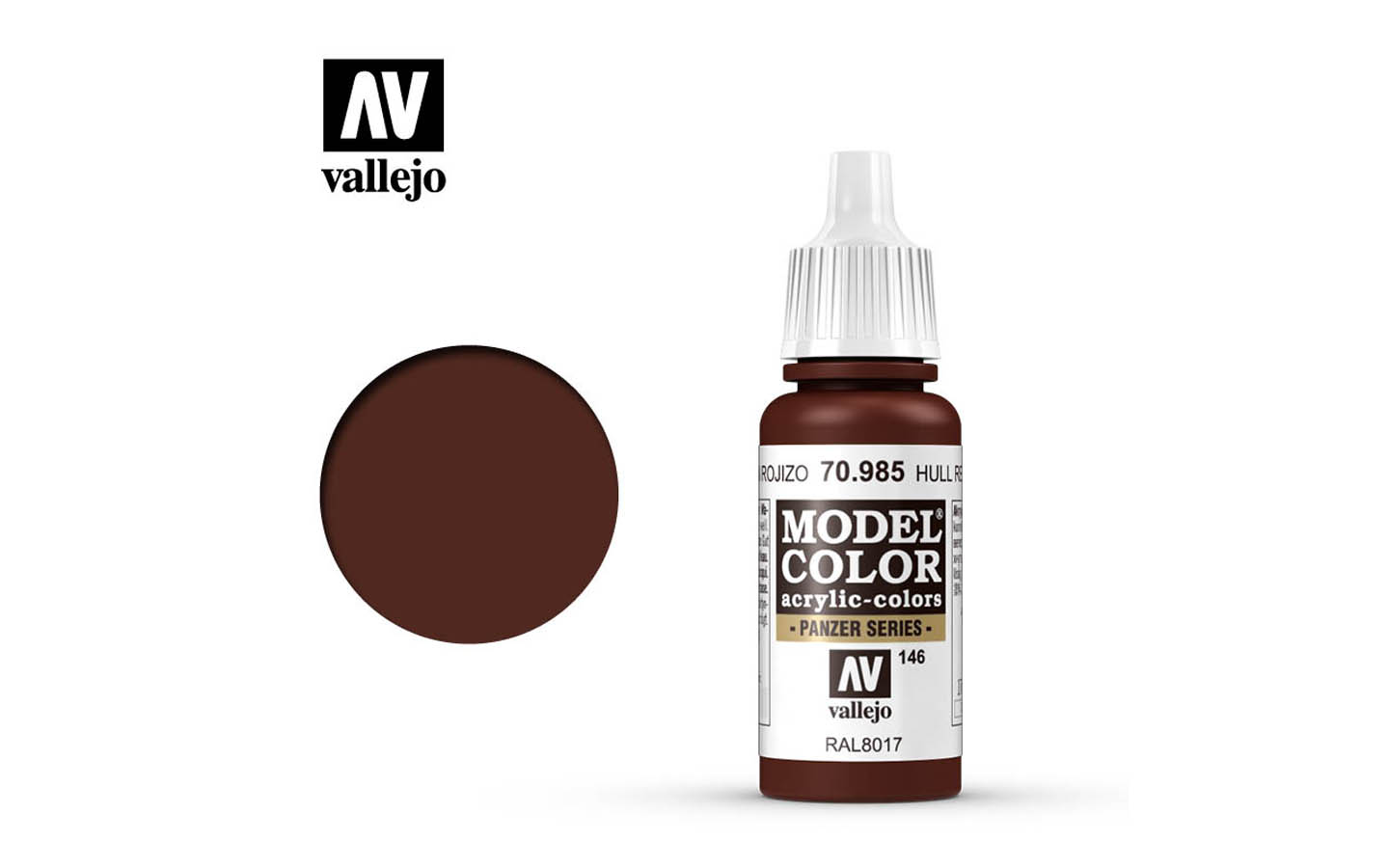 Hull Red Model Color #70.985 Acrylic - 17ml Bottle - Vallejo 70.985 ...