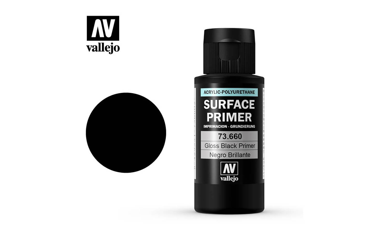 Gloss Black - Surface Primer - 60ml bottle - Vallejo 73.660 | kingshobby.com