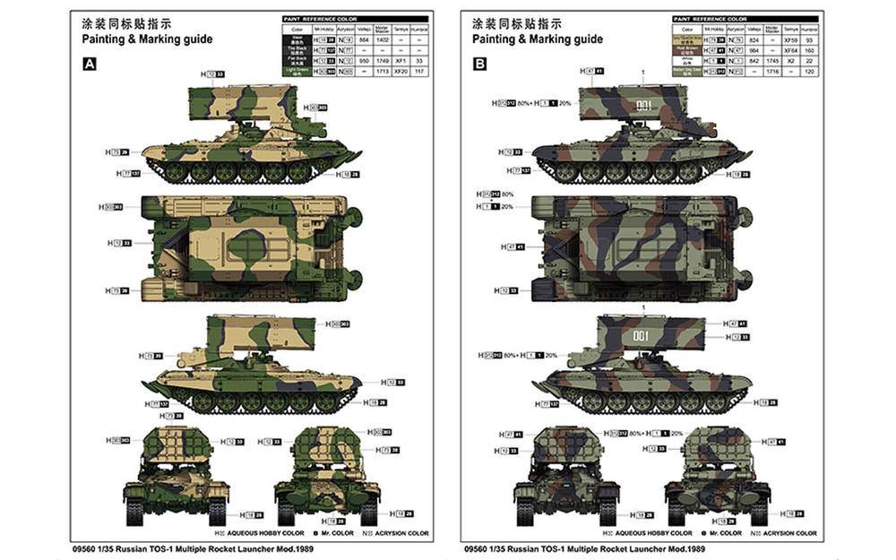 Russian TOS-1 Multiple Rocket Launcher Model 1989 - Trumpeter 09560 ...