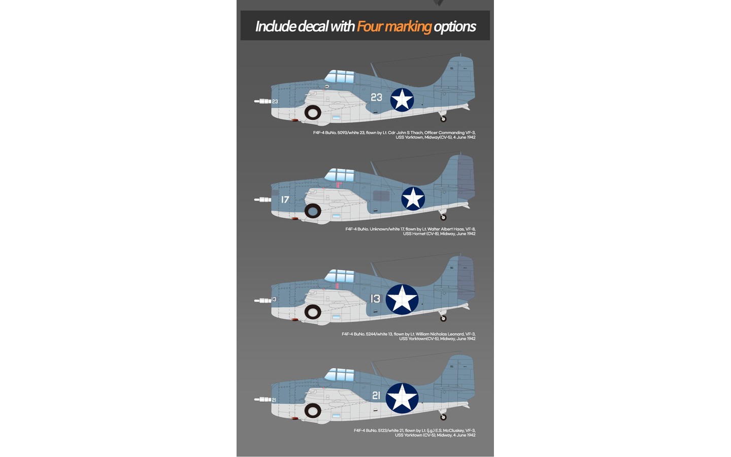 USN F4F-4, Battle of Midway - Academy 12355 | kingshobby.com