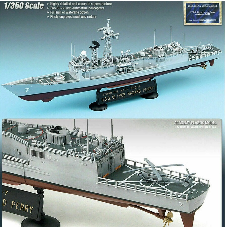 USS Oliver Hazard Perry FFG-7, U.S. Navy Guided Missile Frigate - Academy 14102 | kingshobby.com