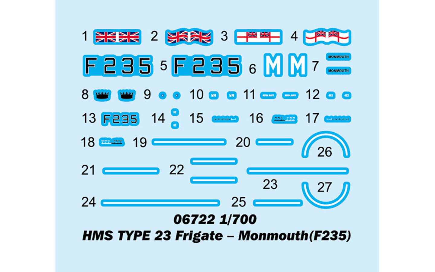 HMS Type 23 Frigate Monmouth (F235) - Trumpeter 06722 | kingshobby.com