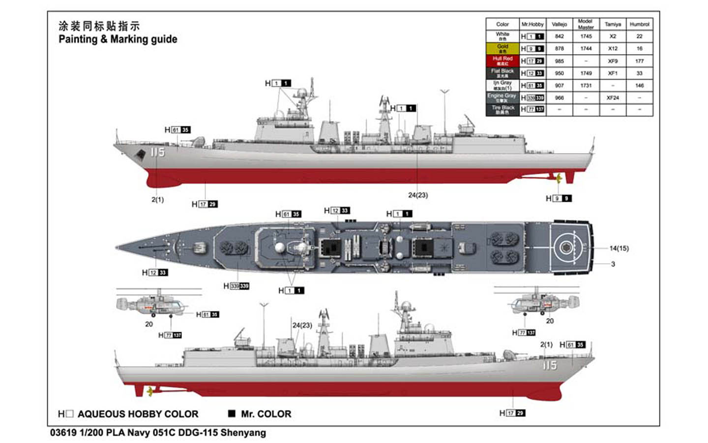 PLA Navy Type 051C DDG-115 Shenyang, Air Defense - Trumpeter 03619 ...