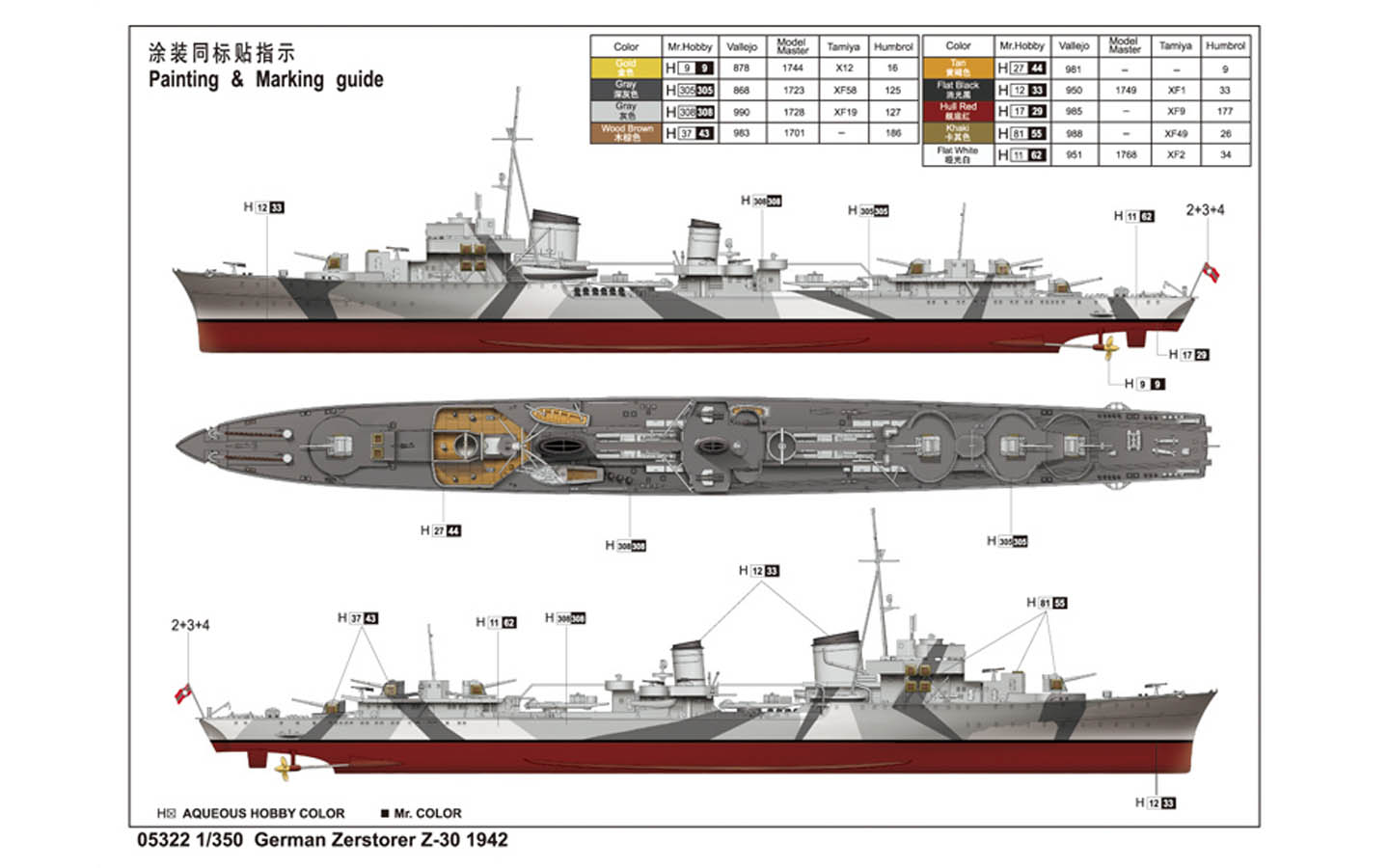 German Zerstörer Z-30, 1942 - Trumpeter 05322 | kingshobby.com