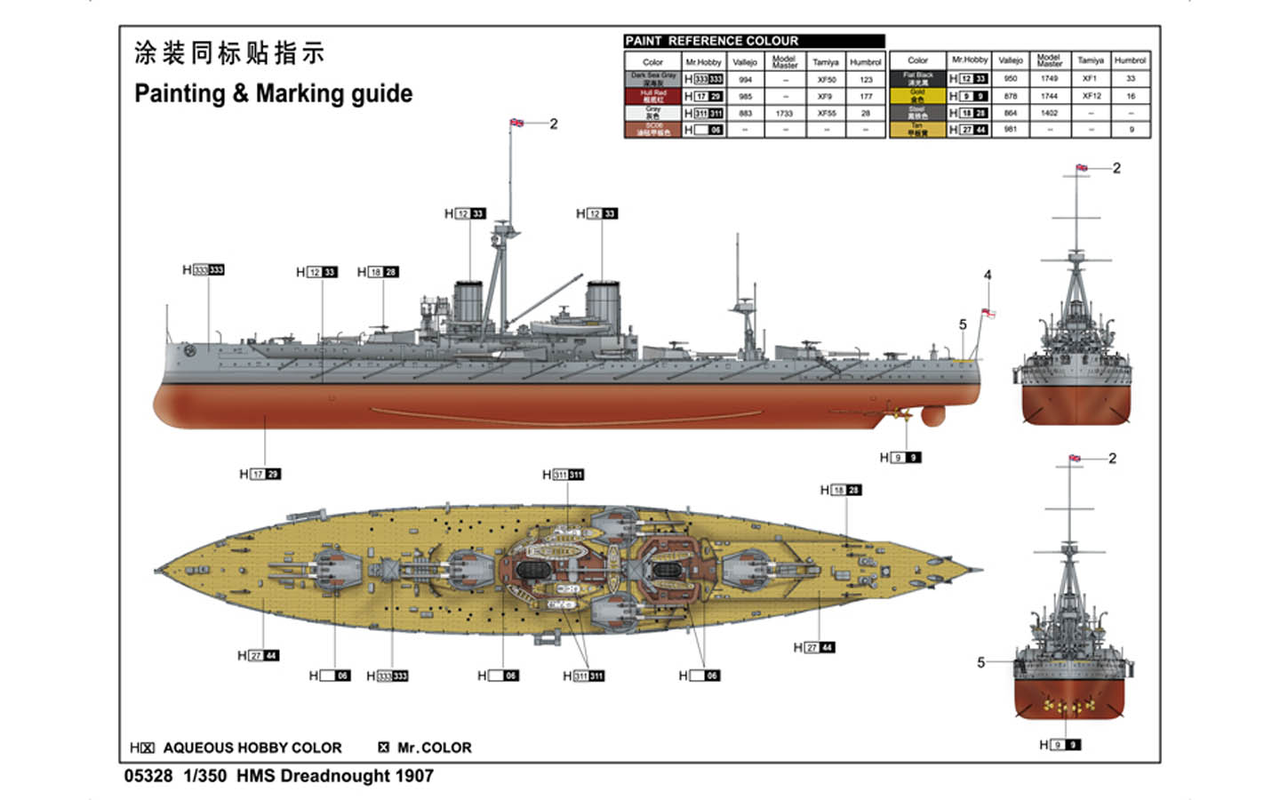 HMS Dreadnought 1907 - Trumpeter 05328 | kingshobby.com