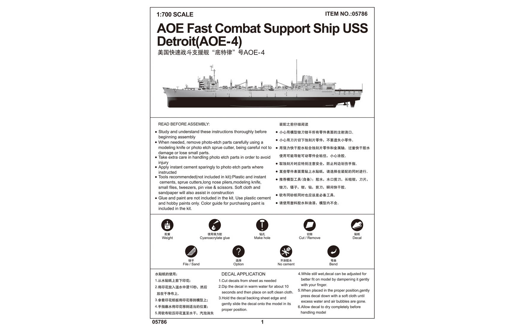 AEO Fast Combat Support Ship, USS Detroit AOE-4 - Trumpeter 05786 ...