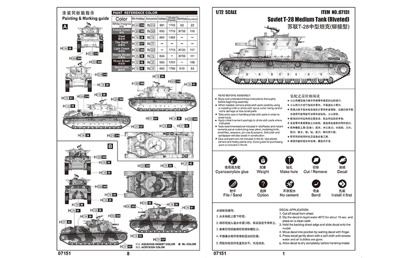 Soviet T-28 Medium Tank, Riveted - Trumpeter 07151 | kingshobby.com