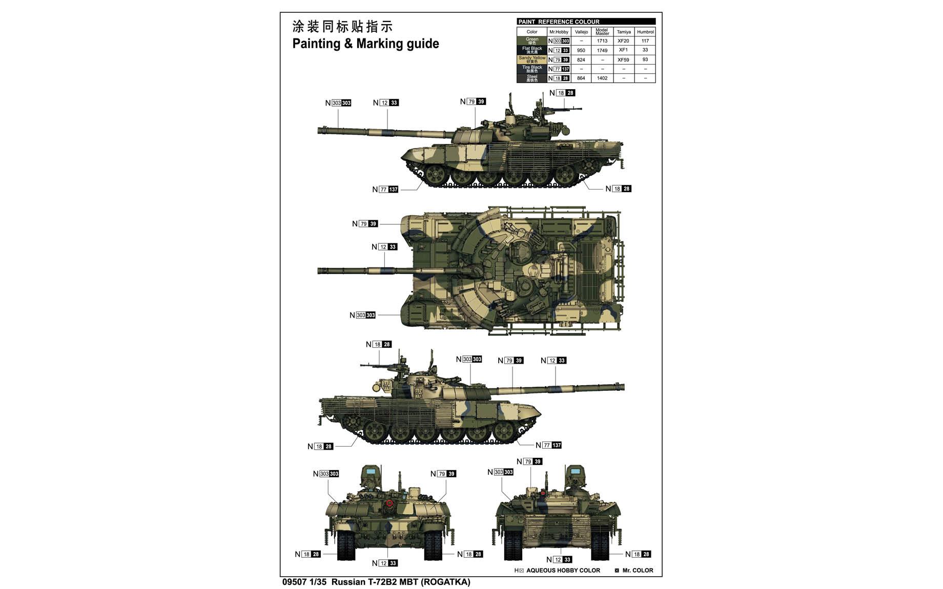 Russian T-72B2, Rogataka - Trumpeter 09507 | kingshobby.com