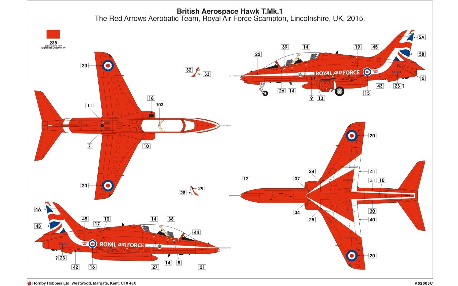 RAF Red Arrows Hawk - Airfix A02005C | kingshobby.com