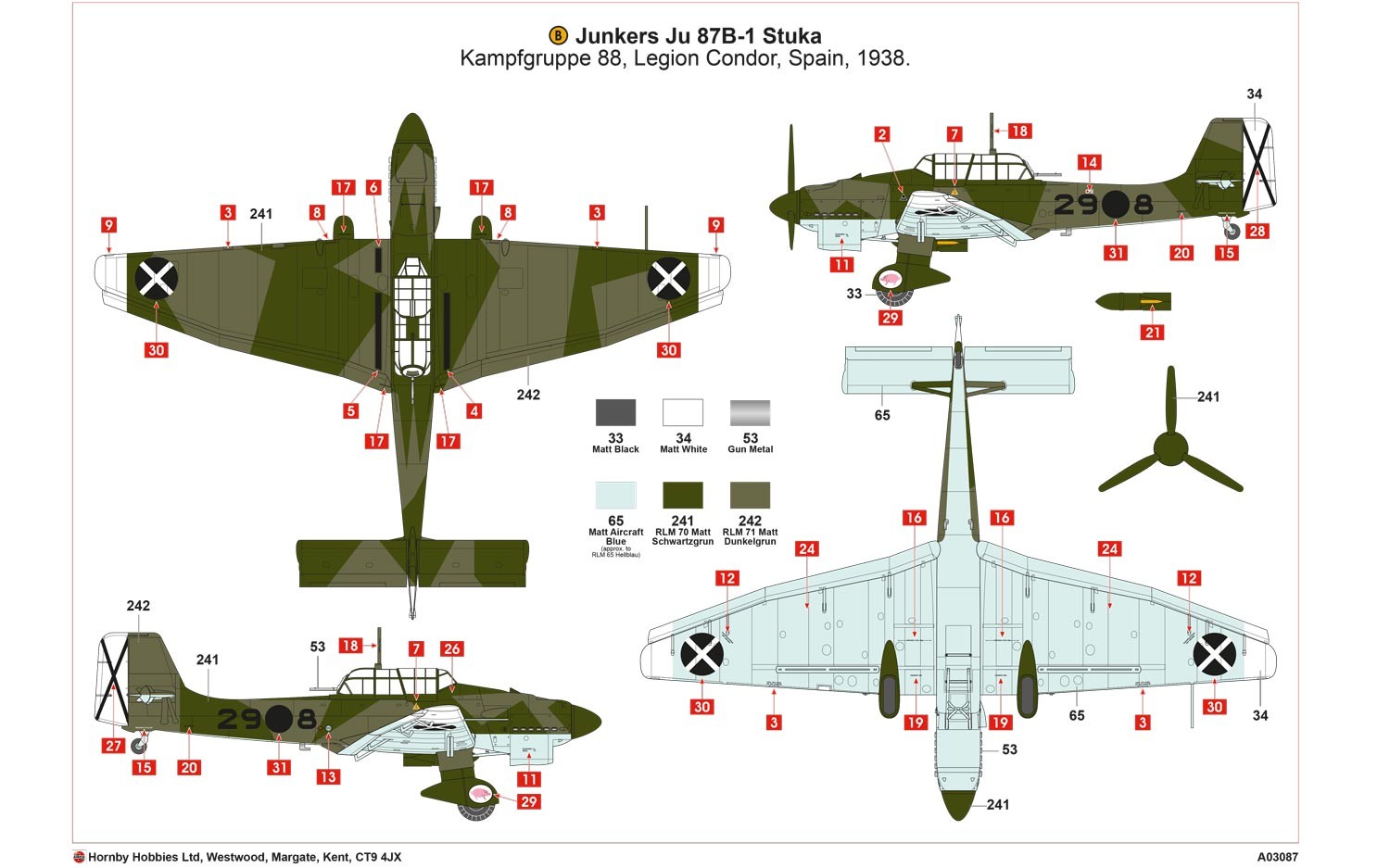 Junkers Ju87B-1 Stuka - 1/72 - Airfix A03087 | kingshobby.com
