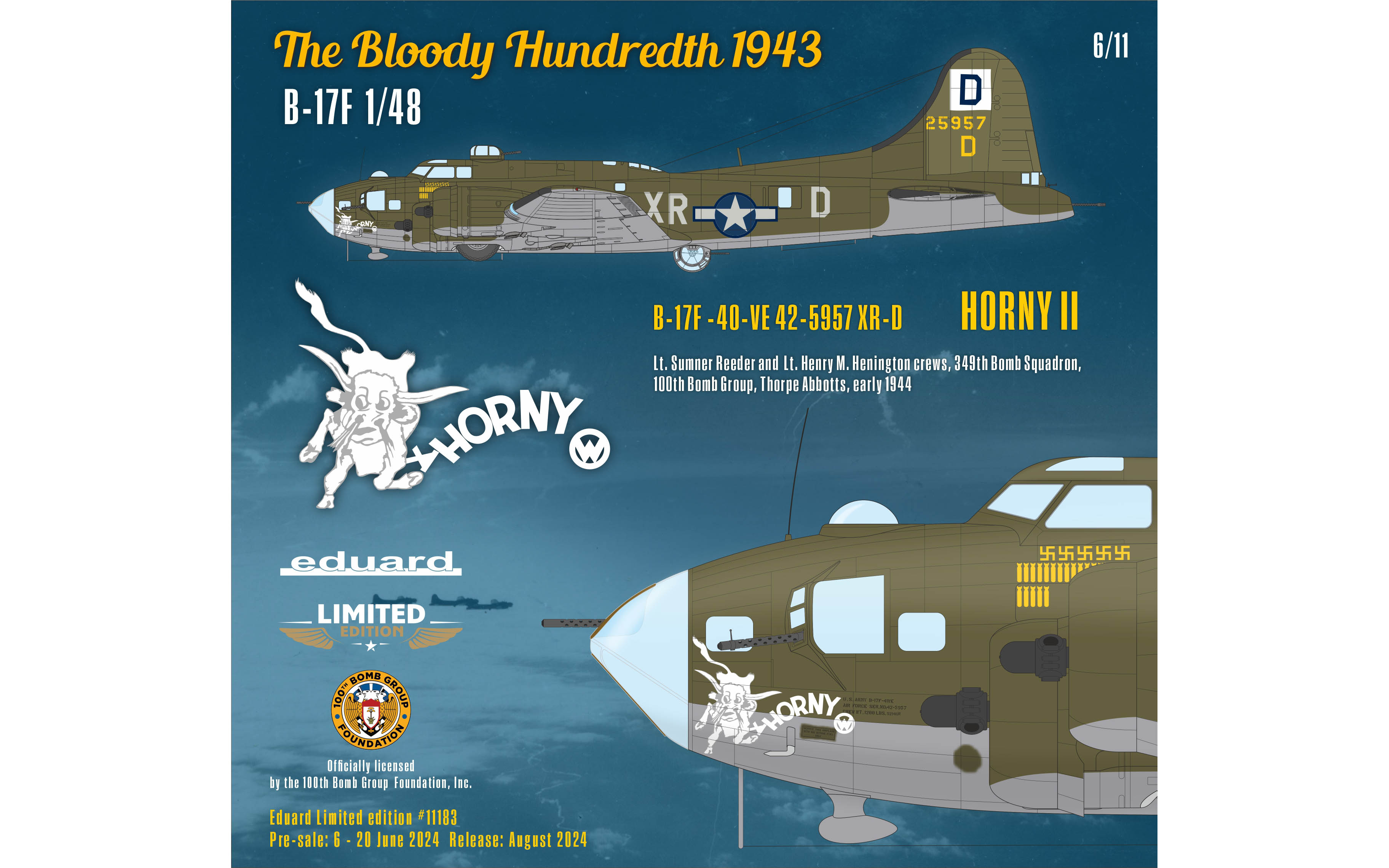 The Bloody Hundredth 1943, B-17F Flying Fortress, Limited Edition - Eduard 11183 | kingshobby.com