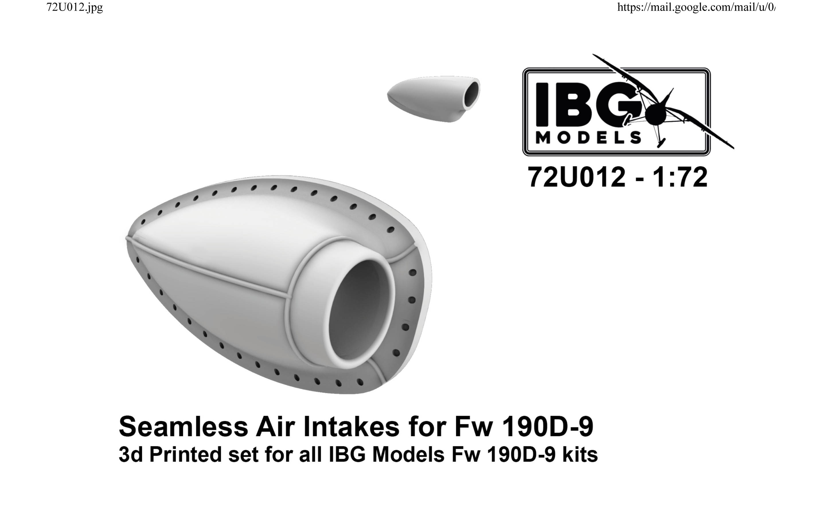Seamless Air Intakes for Fw 190D-9 (3d printed set) - IBG 72U012 ...