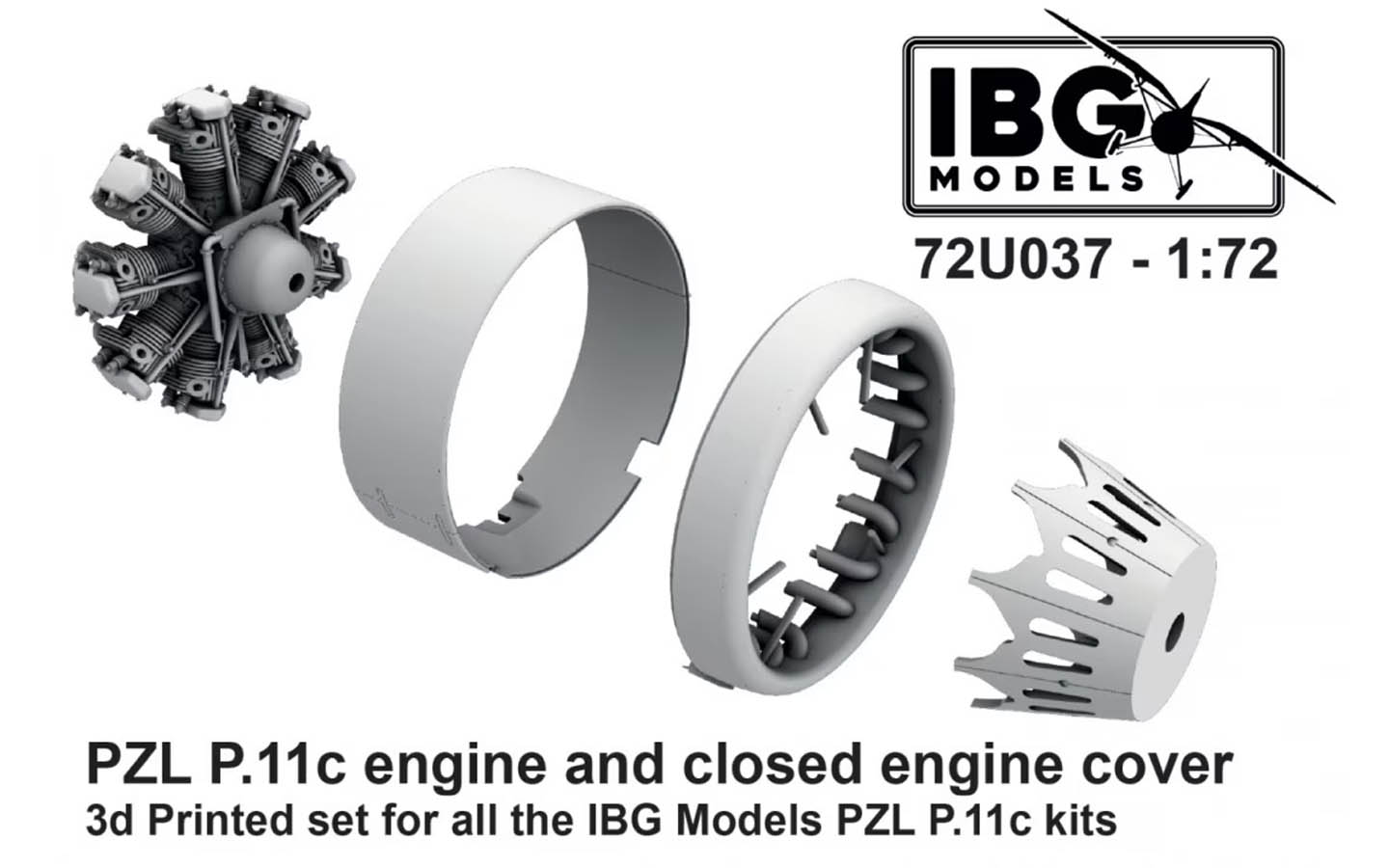 PZL P.11c Engine and Closed Engine Cover - IBG 72U037 | kingshobby.com