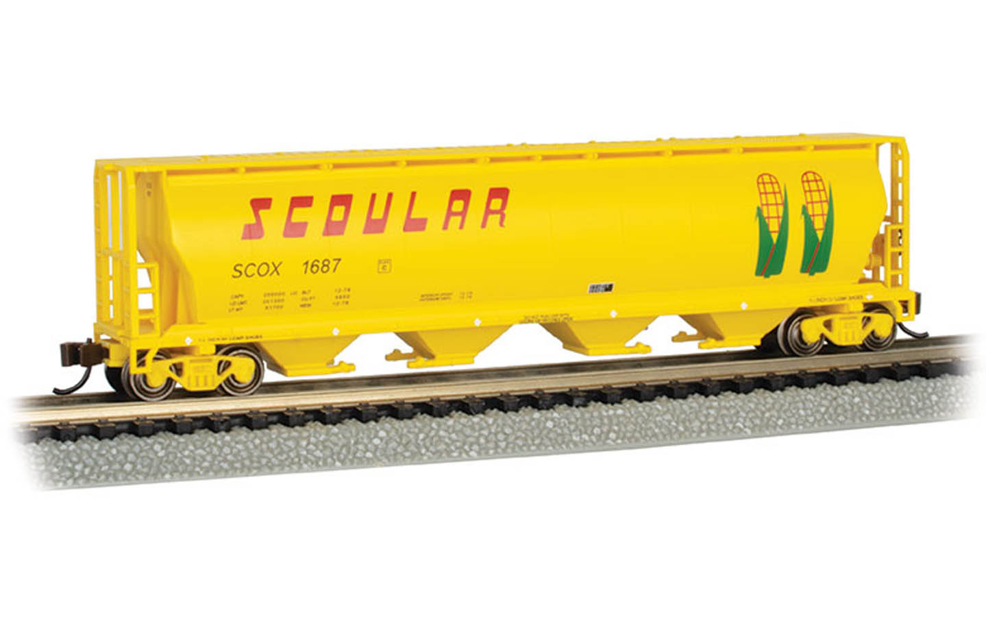 Scoular #1687 - 4 Bay Cylindrical Grain Hopper (yellow) - Bachmann ...