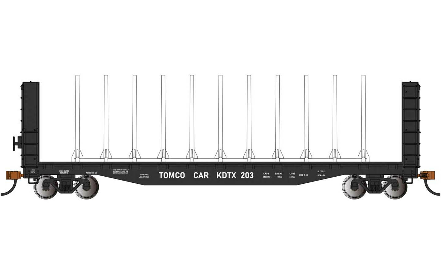 Tomco Car #203 - 52' Center-Beam Flatcar with Bulkheads - Bachmann ...
