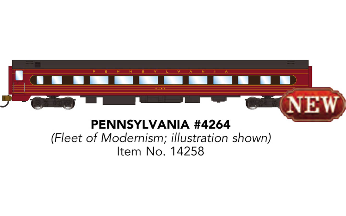 Pennsylvania #4264 - 85' Smooth-Side Coach Car with Interior Lighting ...