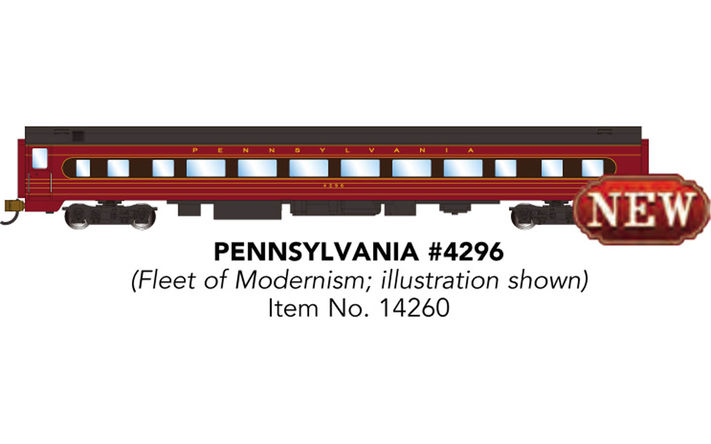 Pennsylvania #4296 - 85' Smooth-Side Coach Car with Interior Lighting ...