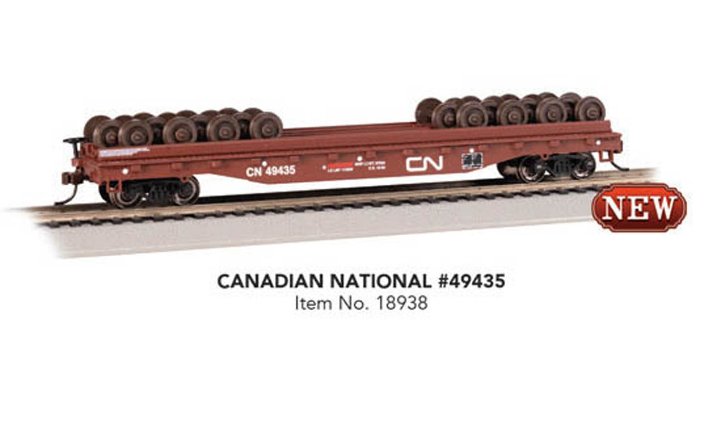 Canadian National #49435, 52' Wheel Flatcar with Wheel Load - Bachmann ...
