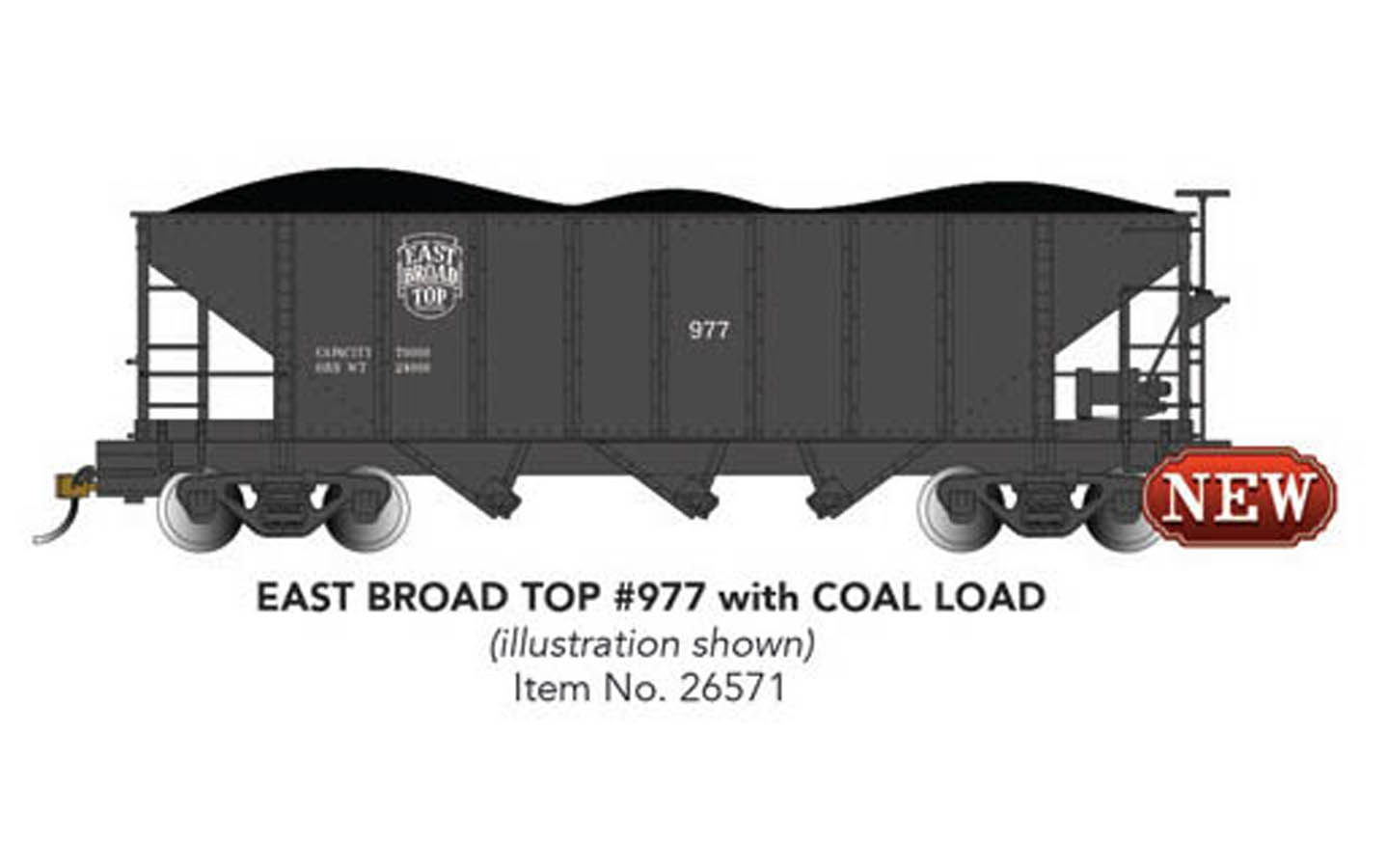 East Broad Top #977 with Coal Load, 3-Bay Hopper with Removable Load - Bachmann Trains 26571 ...