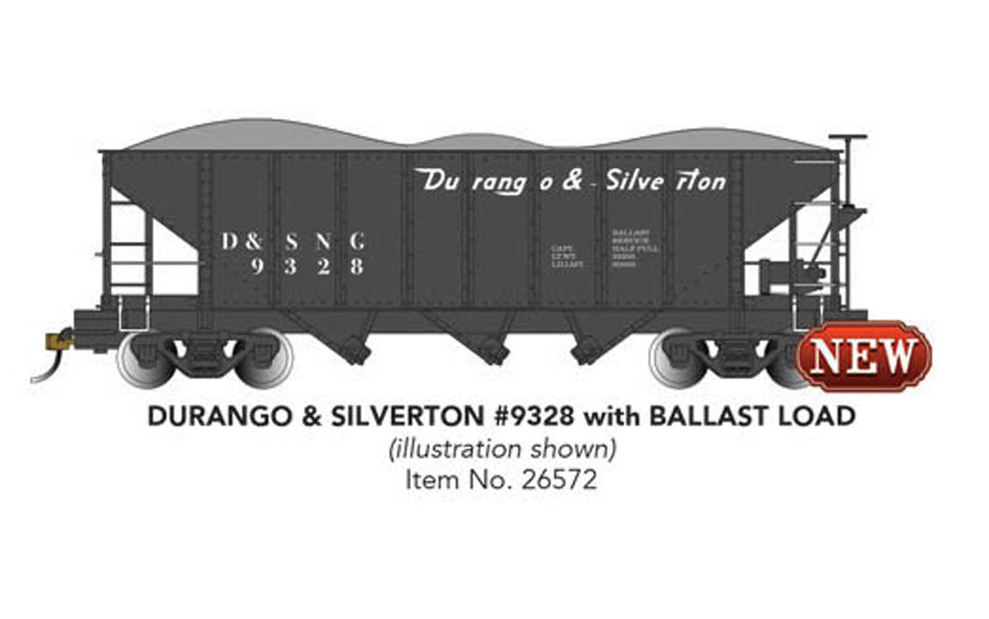 Durango & Silverton #9328 with Ballast Load, 3-Bay Hopper with Removable Load - Bachmann Trains ...