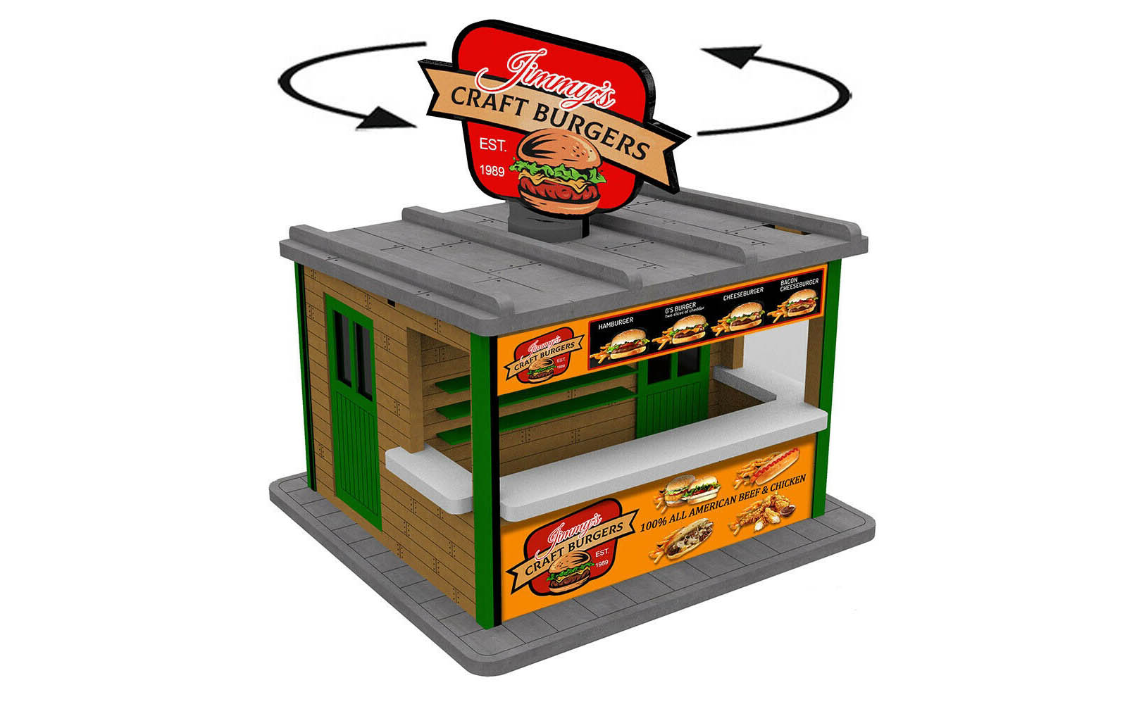 Jimmy's Burger Stand w/ Light and Rotating Sign - Bachmann Trains 39122 ...