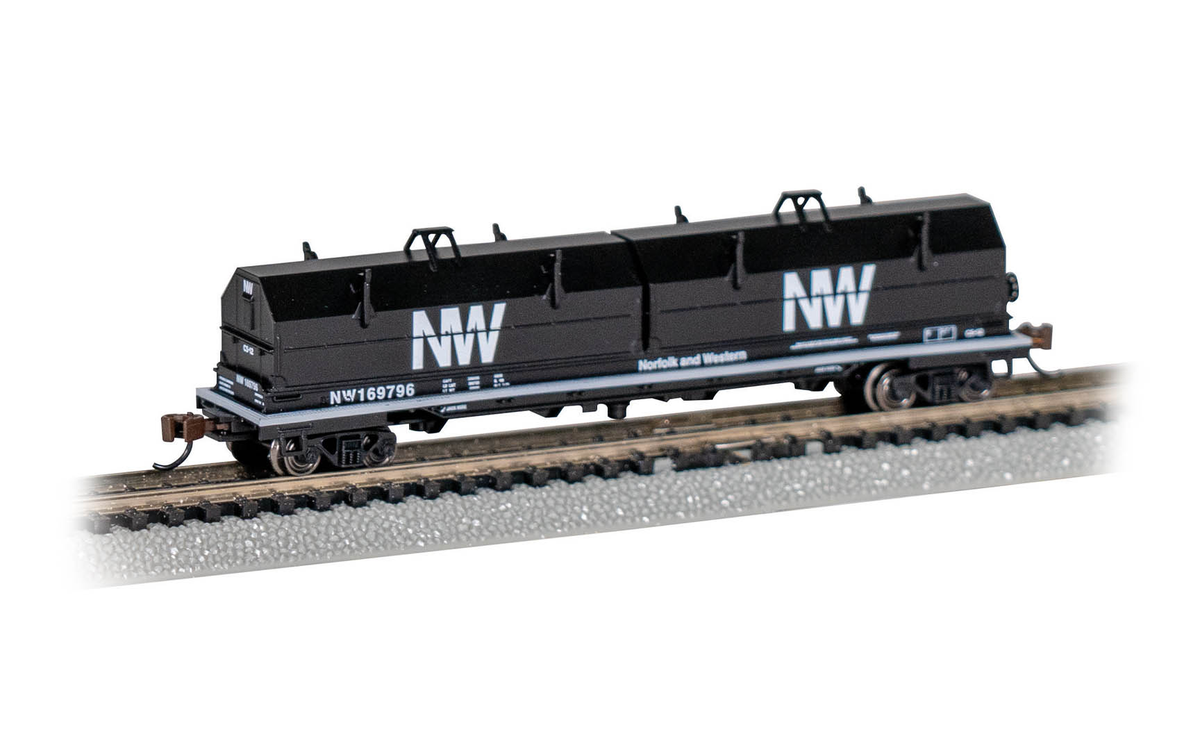 Norfolk & Western #169796 with Engled Hood, 55' Steel Coil Car with ...