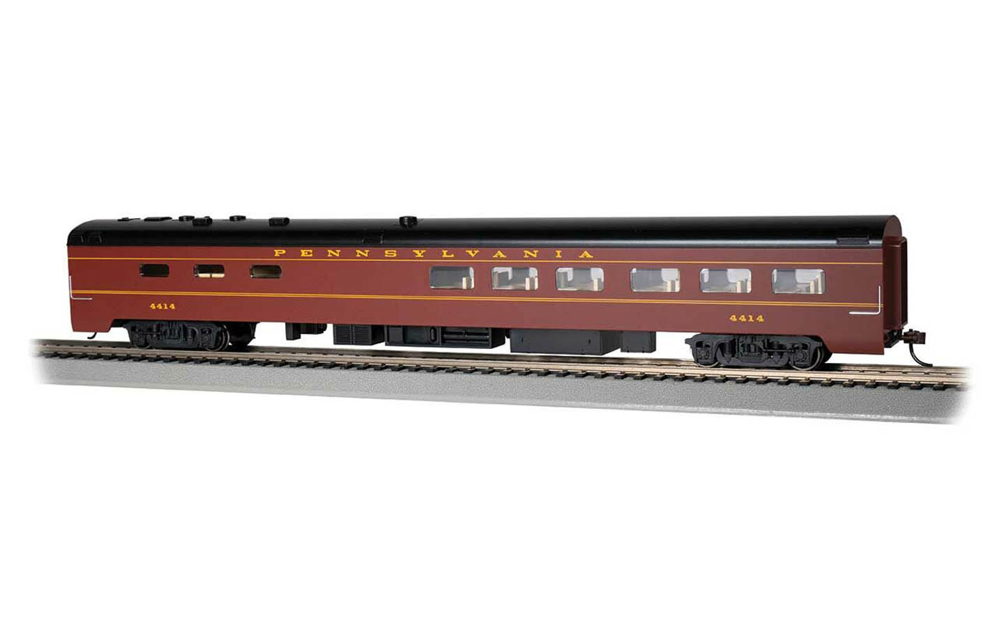 85' Smooth-side Dining Car with Lighted Interior - PRR #4414 - Bachmann Trains 14805 ...