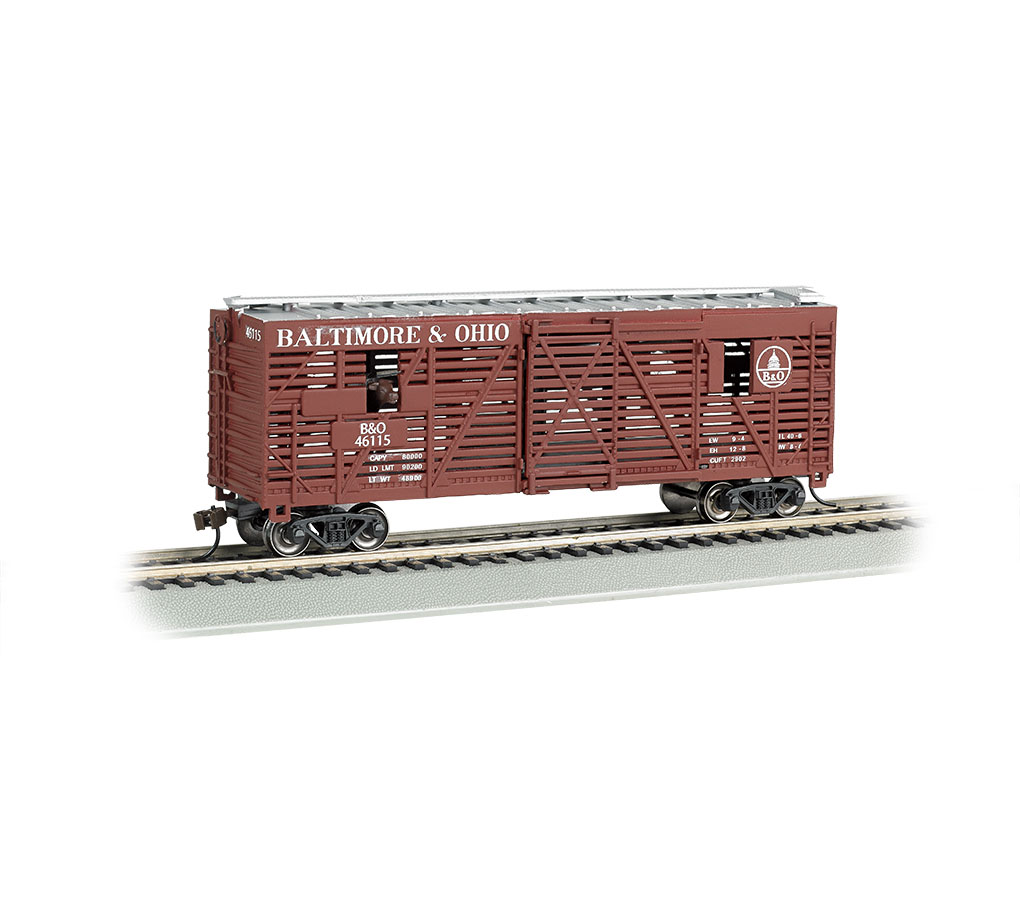 Baltimore and Ohio - 40 ft Animated Stock Car with Cattle - HO Scale ...