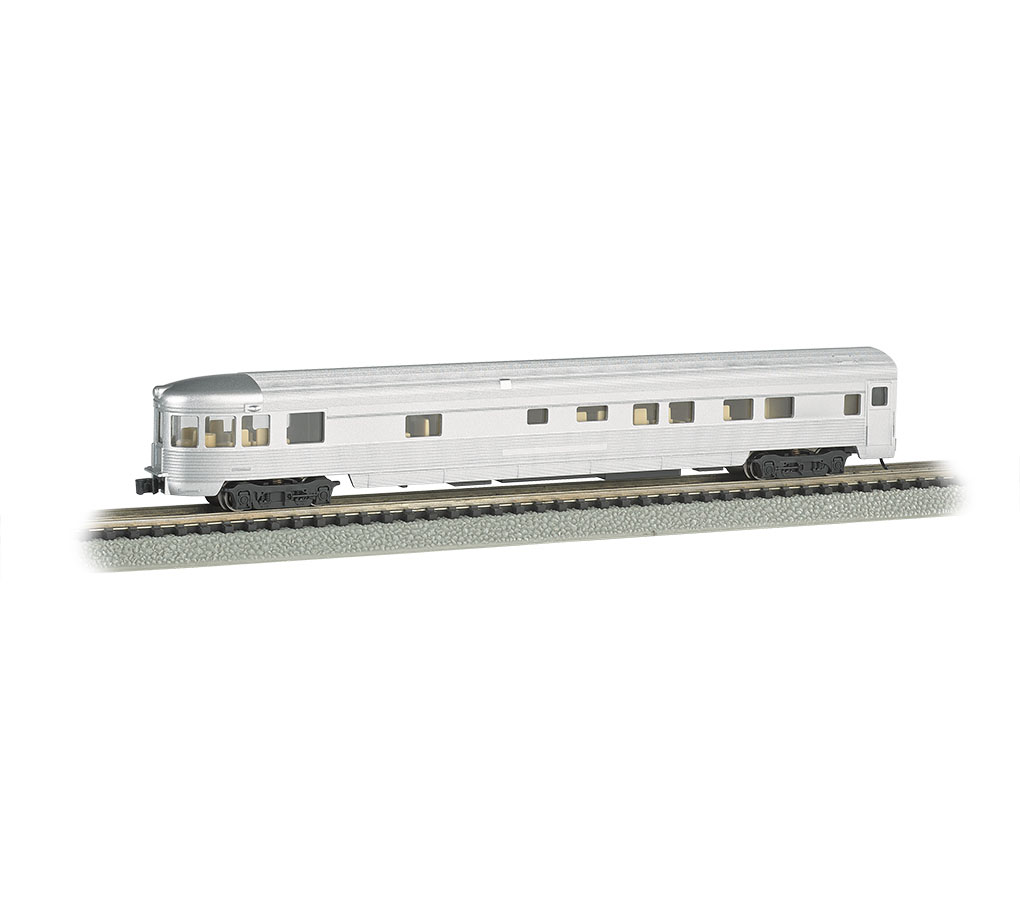 Unlettered Aluminum - 85 ft Observation w/Lighted Interior - Bachmann Trains 14554 | kingshobby.com