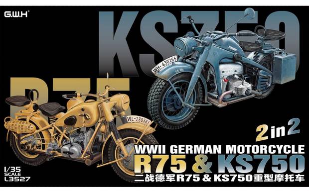 WWII German Motorcycle R75 & KS750 2 in 2 - GWH L3527 | kingshobby.com