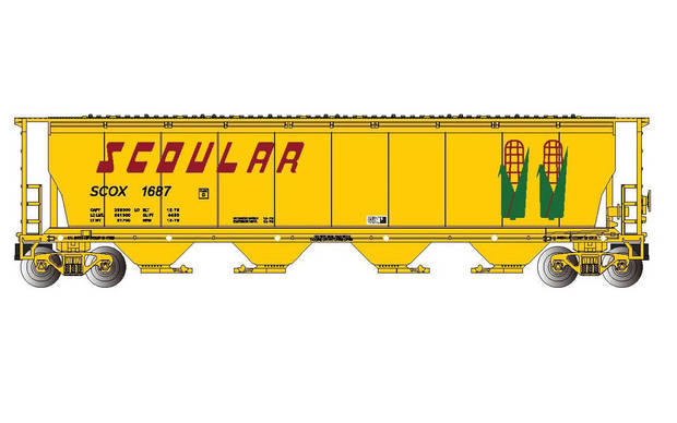 Scoular #1687 - 4 Bay Cylindrical Grain Hopper (yellow) - Bachmann ...