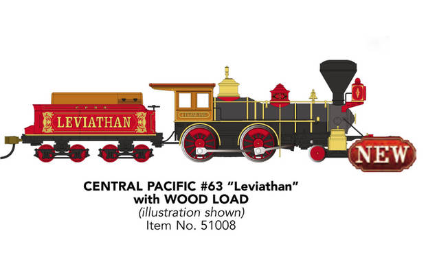 Central Pacific #63, Leviathan, w/ Wood Load - 4-4-0 American Steam ...