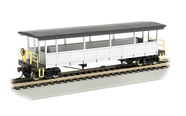 Painted Unlettered-Silver Black - Open-Sided Excursion Car - HO Scale ...