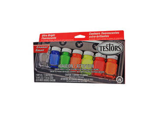 Ultra Bright Fluorescent Paint Set Enamel - 7 Bottle - Testors 9132X ...